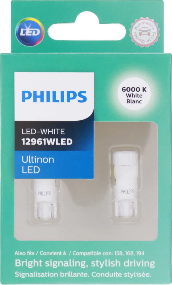 Philips 12961 Ultinon LED White Exterior Signaling Bulb, Pack of 2