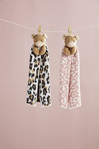Mud Pie Children's Leopard Bear Lovey Blanket, Pink 21" x 16"