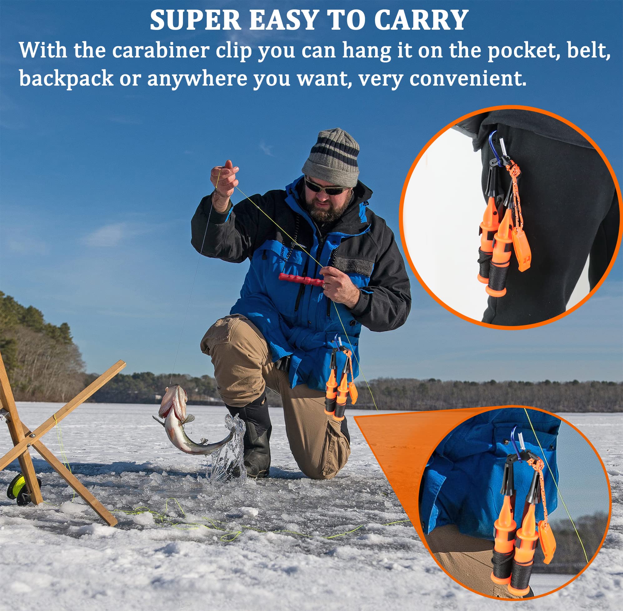 Boaton Ice Safety Picks, Safety Kits for Ice Fishing and Ice Skating, Save You from Falling Into Ice, Floating and Safe to Use