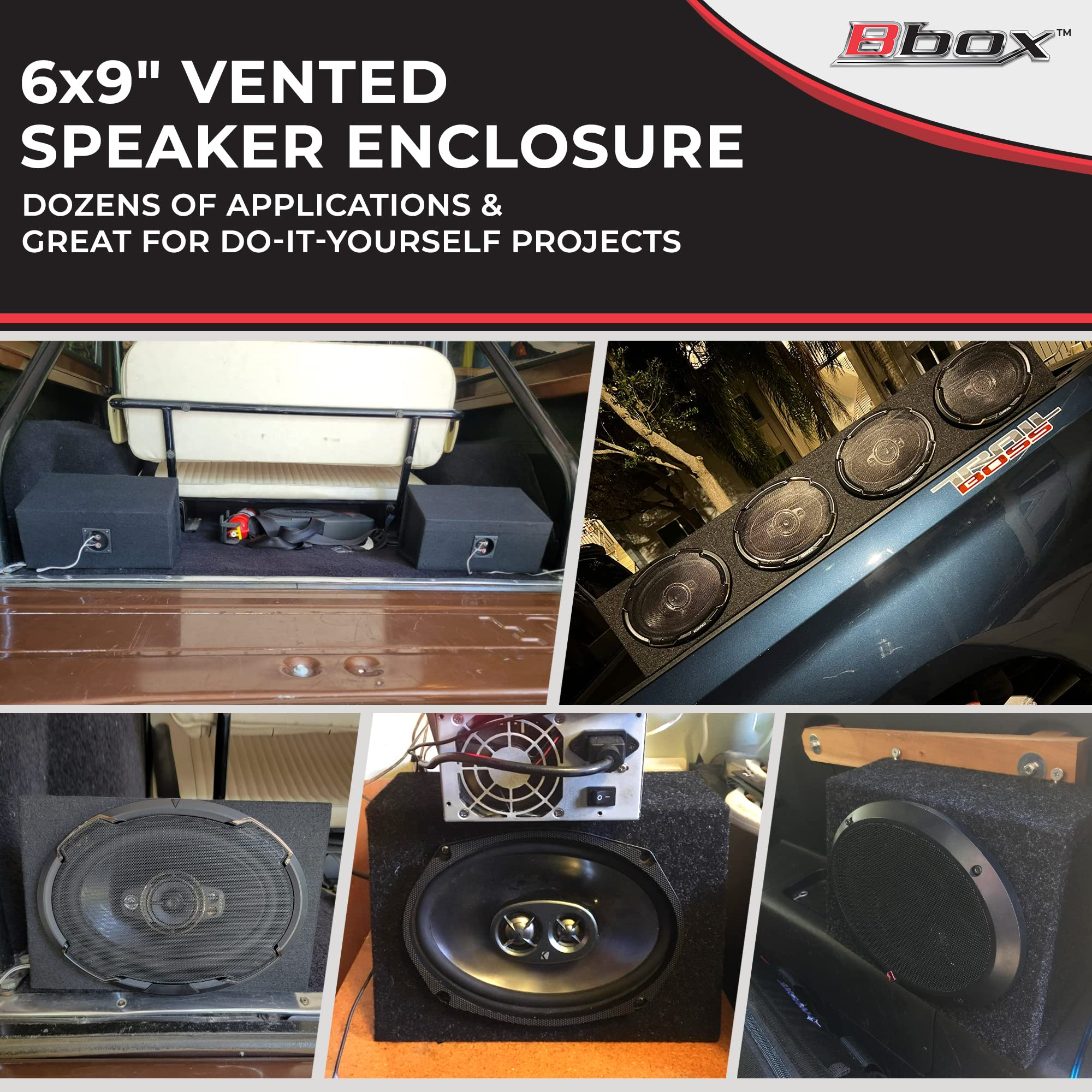 Atrend Bbox Vented 6β x 9β Pro Audio Tuned Speaker Subwoofer Enclosures - Designed, Engineered in USA - Improve Audio Quality, Sound & Bass - Nickle Finish Terminals