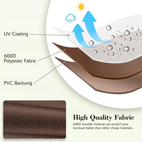 BRIVIC Patio Furniture Covers Waterproof for Sofa, Outdoor loveseat Covers Fits up to 54W x 38D x 35H inches, Brown