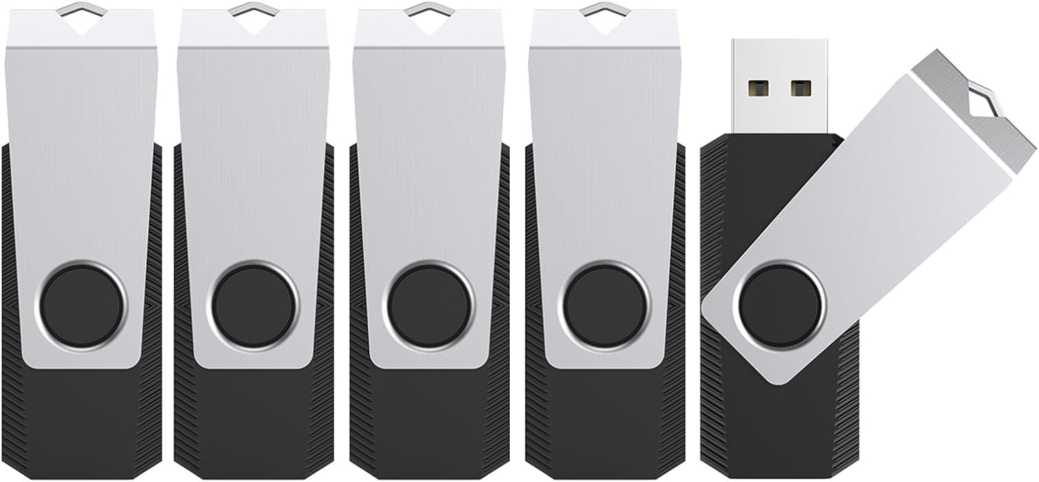 TOPESEL USB Storage Flash Drive, 5 Pack 32GB USB Flash Drives Memory Stick, USB Drive Thumb Drives USB Stick Flash Memory Stick Swivel USB 2.0 (32G,5PC, Black)