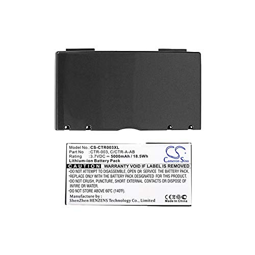 Cameron Sino 5000mAh / 18.50Wh Li-ion Replacement Battery for Nintendo 3DS, CTR-001, MIN-CTR-001, C/CTR-A-AB CTR-003