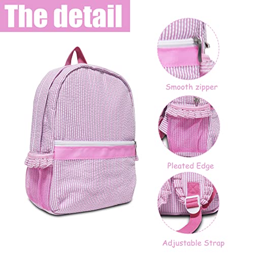 Gabigaba Toddler Backpack for Girls Seersucker Pleated Flower Edge Kids Lightweight Backpack Pink Mini Preschool Backpack (PINK)