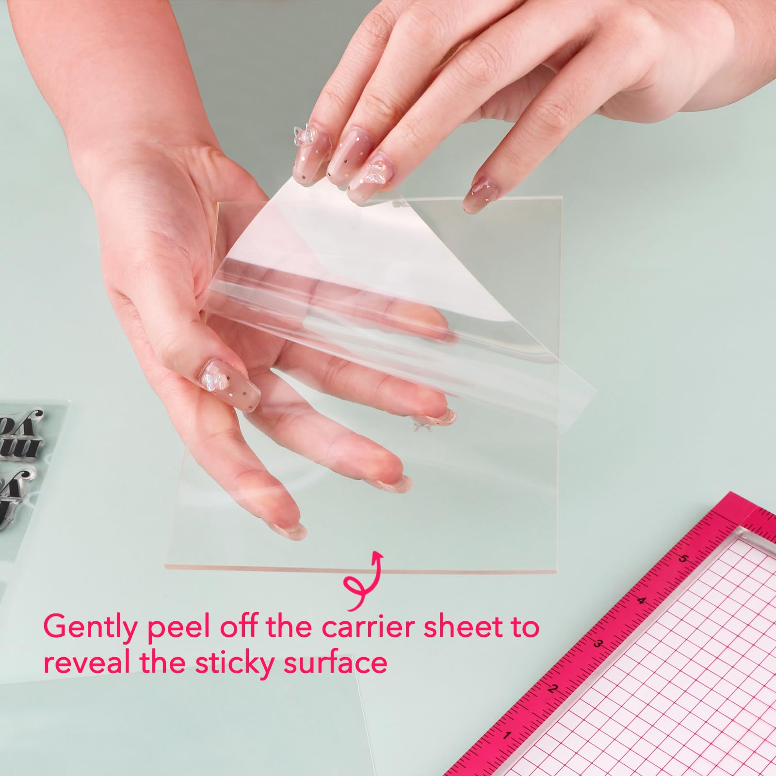 Briartw 4.75x6 Grip Mat with Printed Guides,Multi-Use Non-Slip Sticky Mats Fit in Mini-size Stamp Positioning Tool,Photopolymer Mat for Centering & Aligning Tape-free Stenciling Ink Blending