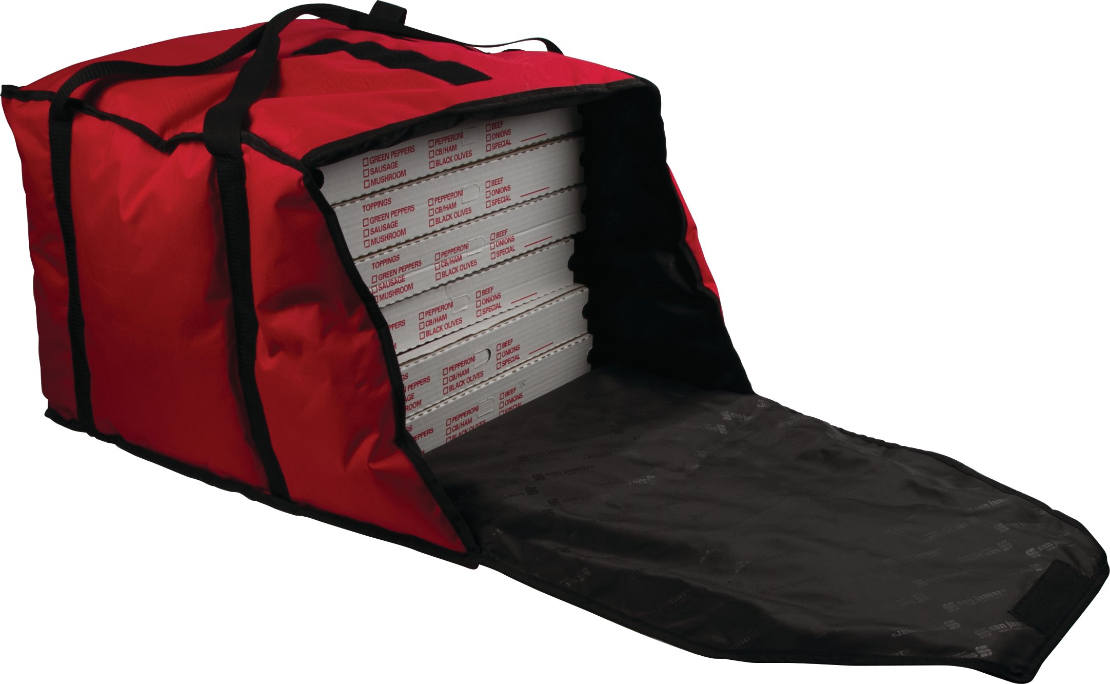 San Jamar PB20-12 Commercial Insulated Pizza/Food Delivery Bag, 12" H x 18" W x 20" D, Red