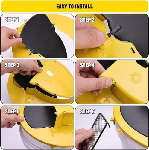 Bucket Lid Mouse Trap - Multi-Catch, Auto-Reset, Humane or Lethal Rat Trap - Metal Material - Bait Racks - Anti Escape - 5 Gallon Bucket Compatible