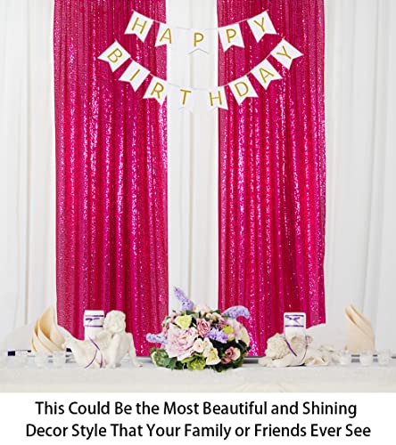 Fuchsia 2FTx7FT 1PC Photo Booth Wedding Props-Sequin Fabric Backdrops Sweets for Weddings Party Curtains Decorations-60x215CM 1 Panel Hot Pink Curtain