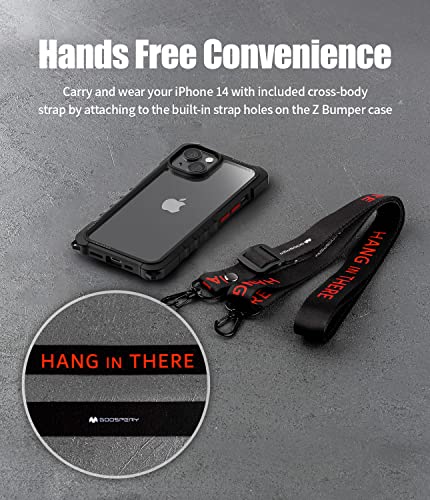 GOOSPERY Z Bumper Crossbody Compatible with iPhone 14 Case [Strap Included] Shock Absorbing Dual Layer Structure TPU Edge Crystal Clear PC Cover with Shoulder Strap Outdoor Design, Clear
