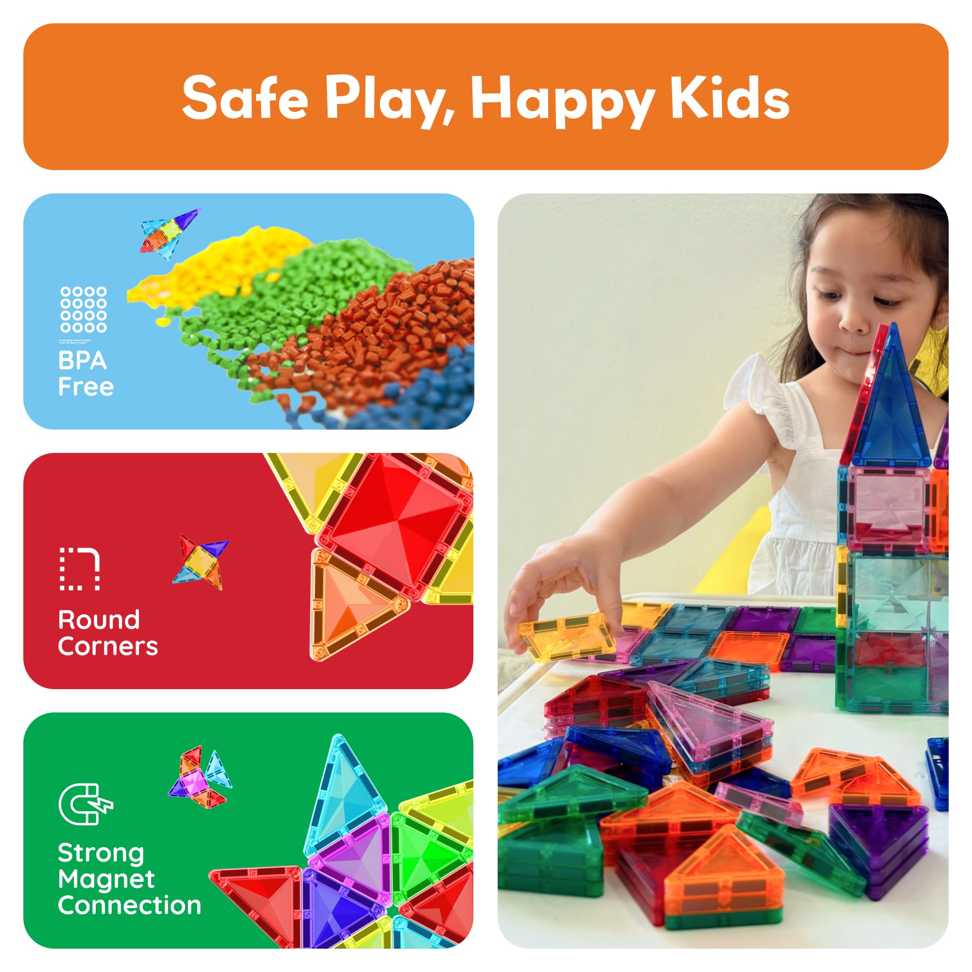 PicassoTiles 120 Piece Magnetic Building Block Mini Diamond Series Travel Size Magnet Construction Toy Set STEM Learning Kit Educational Playset Child Brain Development Stacking Blocks PTM120
