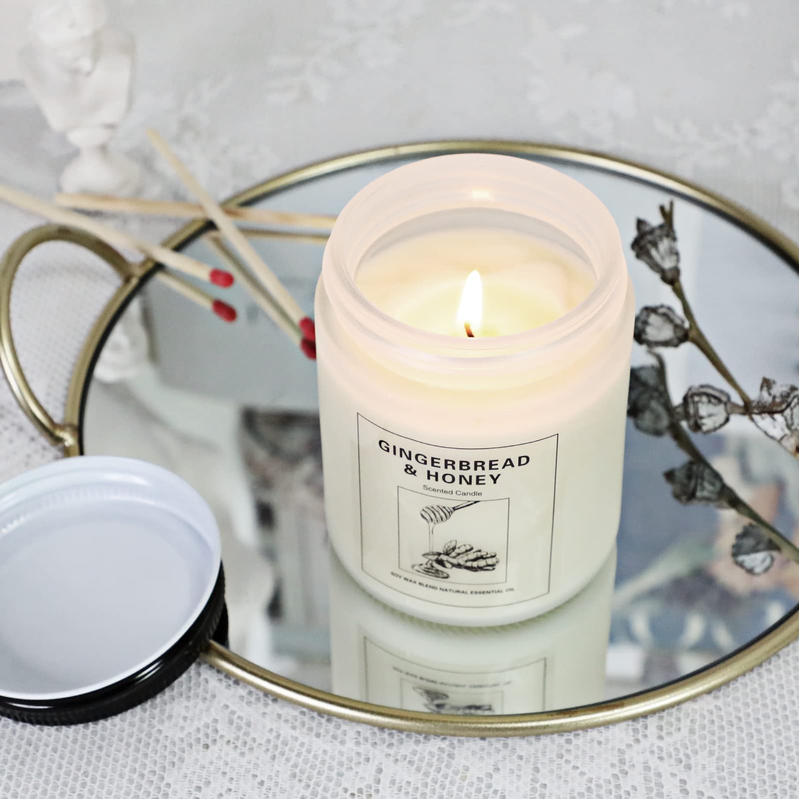 Gingerbread and Black Cherry Scented Candles Set, 2 Pack 7.2 oz Soy Candles for Home Scented, Aromatherapy Candle Set with Strongly Fragrance, Gifts for Women, Mom, Valentines Day Gifts