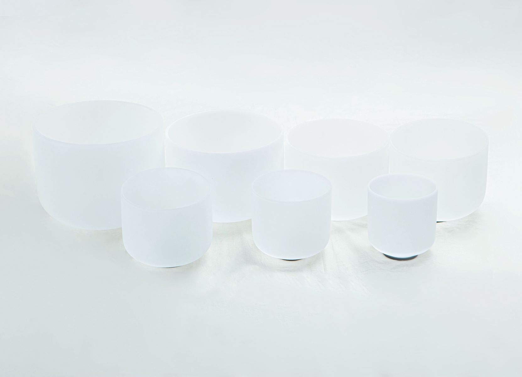 Leize 6-12 inch Chakra Tuned 432hz Set of 7 Flawless Quartz Crystal Singing Bowls with Heavy Duty Carrying Cases and Singing Bowl Mallet Suede Strikers