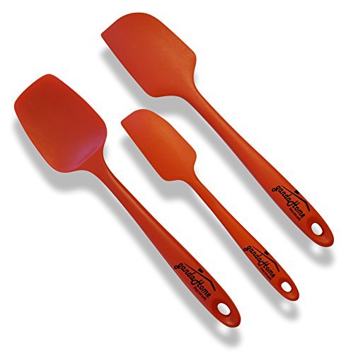 MEKBOK Silicone Spoon Spatula Set,(3 pieces)-Heat-resistant non-stick flexible rubber spatula set, Cooking Mixing Baking Kitchen Utensils Set of (red)