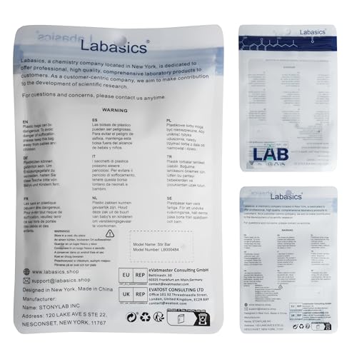 Labasics 5-Pack Stir Bar Set, 10 mm PTFE-Coated Magnetic Stirring Bars White Laboratory Stir Mixer for Stirrers, 5 PK
