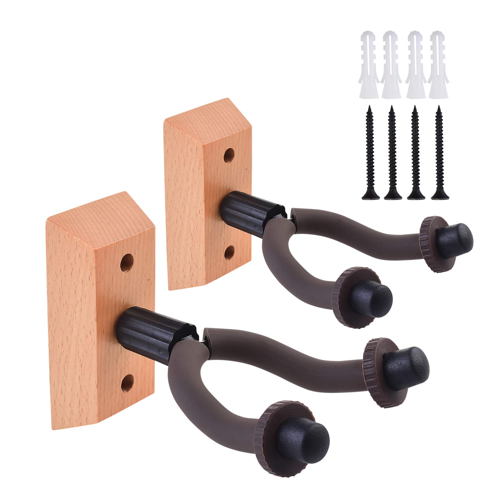 Lejoy Guitar Hangers Wall Mounts Holder Stand for Acoustic Electric Guitar Bass Ukulele-Beech wood (2-pack)