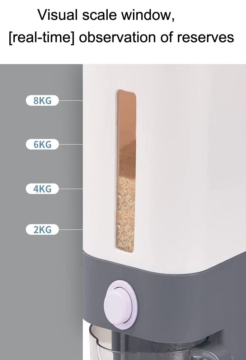 J-hong 25 Lbs Rice Dispenser, Large Grain Container Storage with Lid Measuring Cylinder Moisture Proof Household Cereal Dispenser Bucket for Kitchen wide range of grains