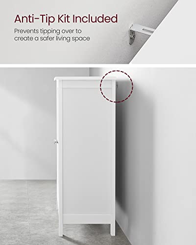 VASAGLE Bathroom Floor Storage Cabinet, Bathroom Storage Unit with 2 Adjustable Shelves, Bathroom Cabinet Freestanding, 11.8 x 23.6 x 31.5 Inches, White UBCB60W