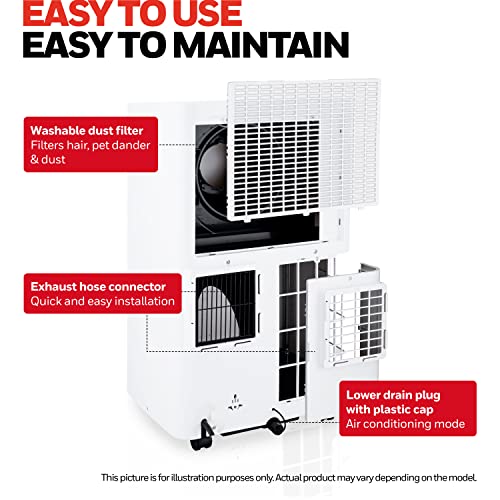 Honeywell 14,500 BTU / 101 Pint Portable Air Conditioner and Dehumidifier, Cools Rooms Up to 700 Sq. Ft., (White)