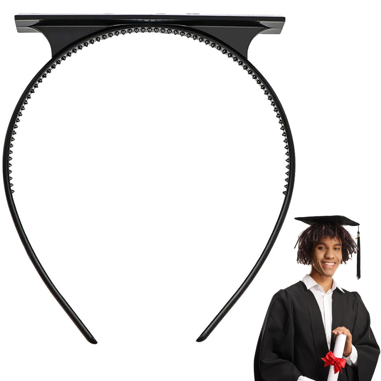 BELSITA Graduation Cap Headband, Black, Upgrade headband for Graduates, Comfortable and Firm Fit, Suitable for All Hair Types, Standard Size