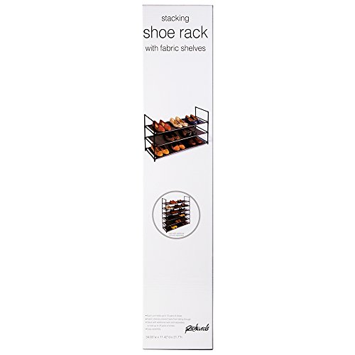 Richards Homewares Fabric Freestanding Shoe Rack, 3-Tier, Black