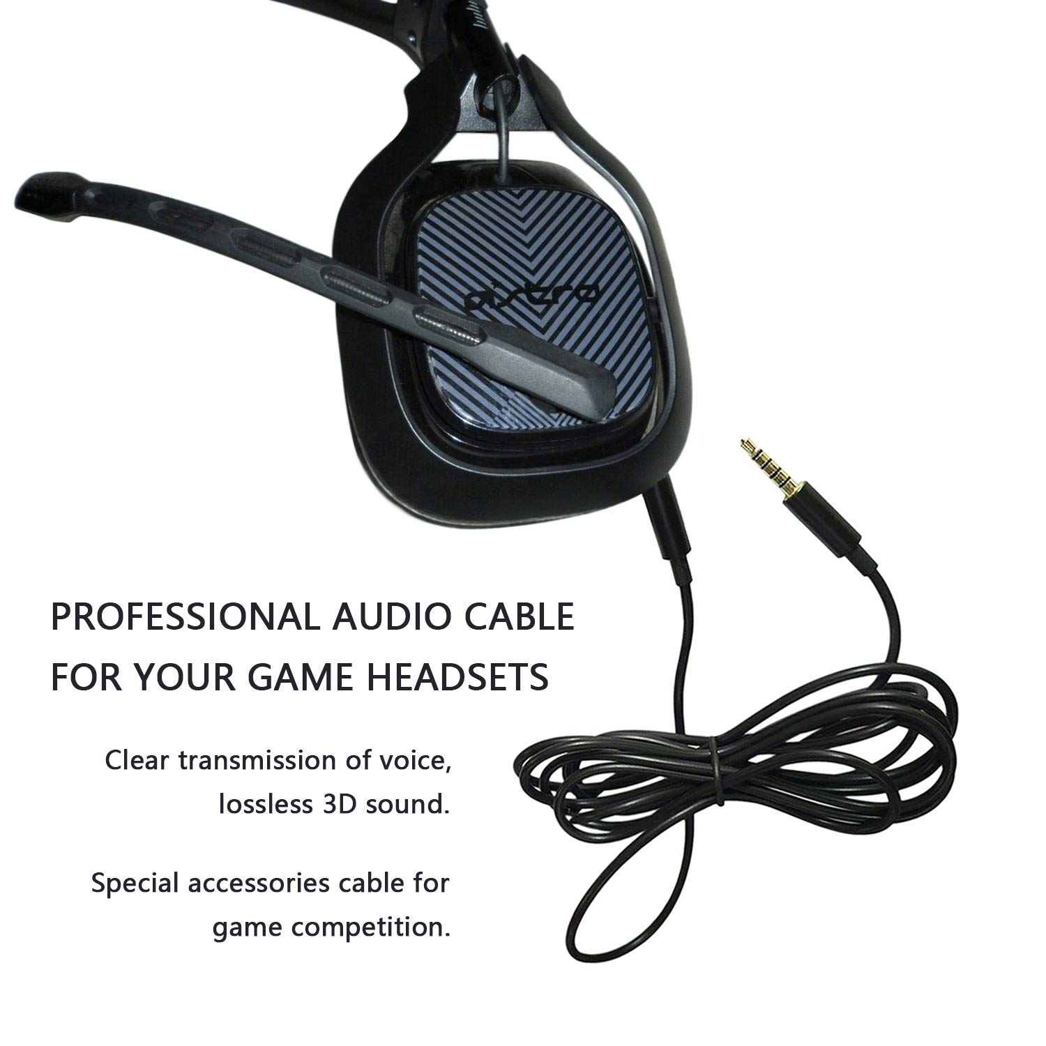 JAINTA A10 A40 Replacement Cable Compatible with for Astro A10 A40 A30 A50 Headsets Cord Lead Compatible with Xbox One Play Station 4 PS4 Headphone Audio Extension Cable (6.5 Feet)