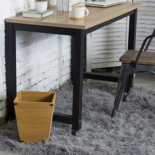 MyGift Brown Wood Design Waste Bin/Small Decorative Trash Can for Bedroom, Bathroom & Office