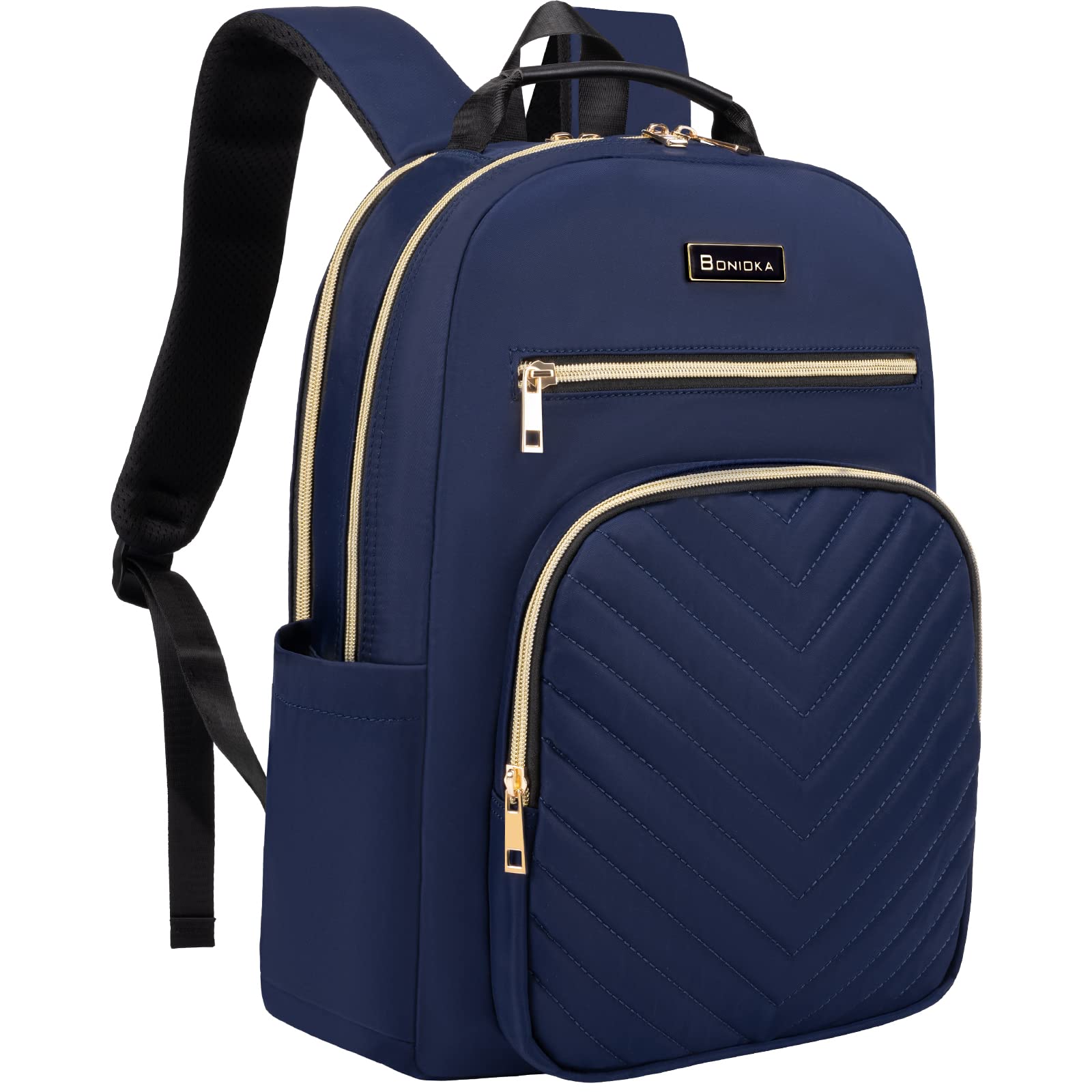 Bonioka Laptop Backpack for Women, Laptop Bag Travel Backpacks for Work Travel 15.6 Inch with USB Charing Port Luggage Strap Blue