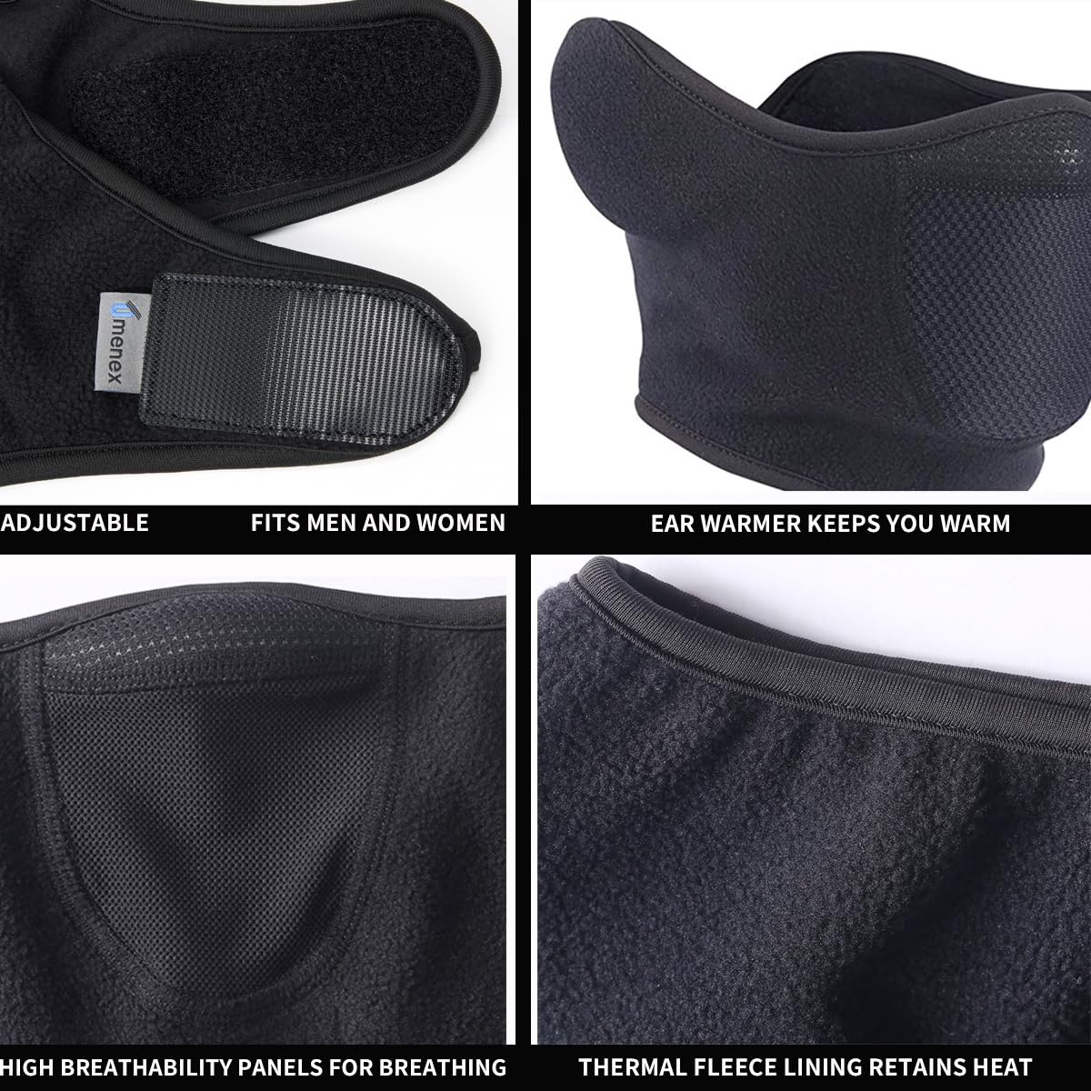Balaclava Half Face Mask Adjustable Fastener Windproof Men Women for Skiing Snowboarding Motorcycling Winter Outdoor Sports Highly Breathable (Half-face)
