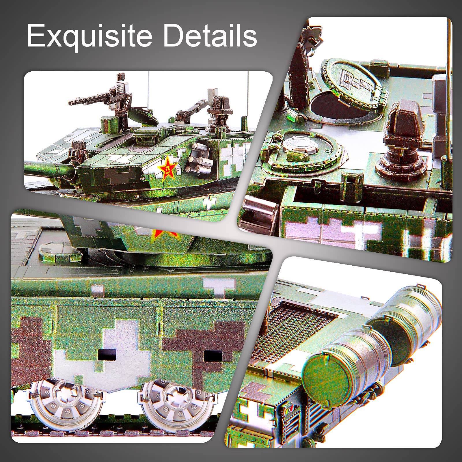 Piececool 3D Metal Puzzles, 99A Main Battle Tank Building Kit, 233Pcs Art Craft Kit for Teens, DIY Vehicle Model, Handcraft Toys for Adults