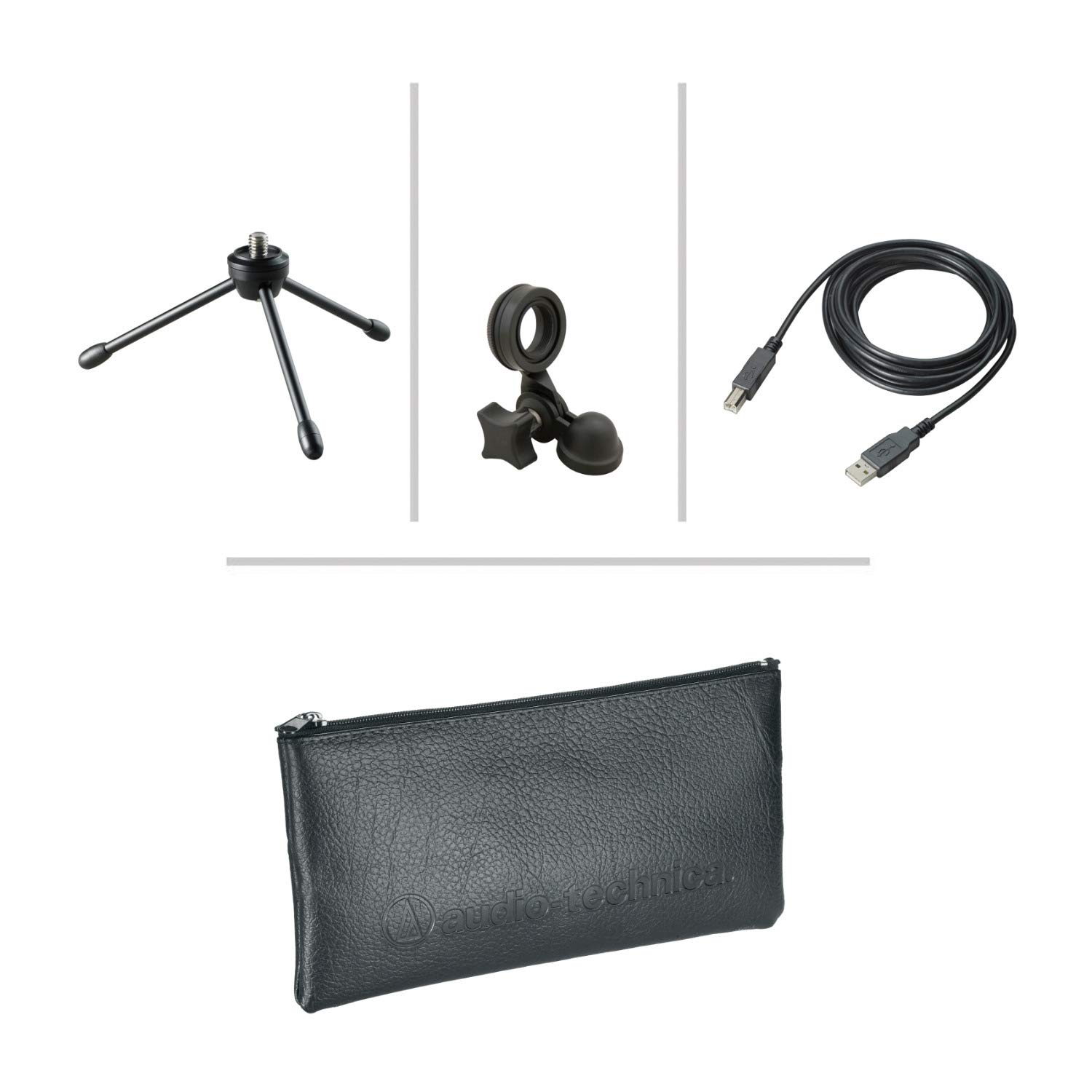 Audio-Technica AT2020USB+ USB Microphone Bundled with Knox Gear USB Hub, Boom Arm, Shock Mount and Pop Filter (5 Items)
