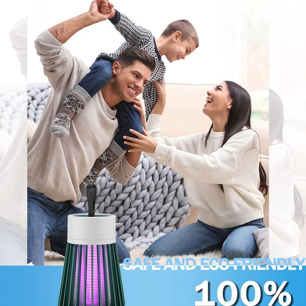 Bug Zapper Indoor Outdoor,Electric Mosquito Zapper with USB Rechargeable Fly Zapper with Security Grid and Brush,Mosquito Trap Gnats Ants Spider Bug Killer for Home Camping Yard,White