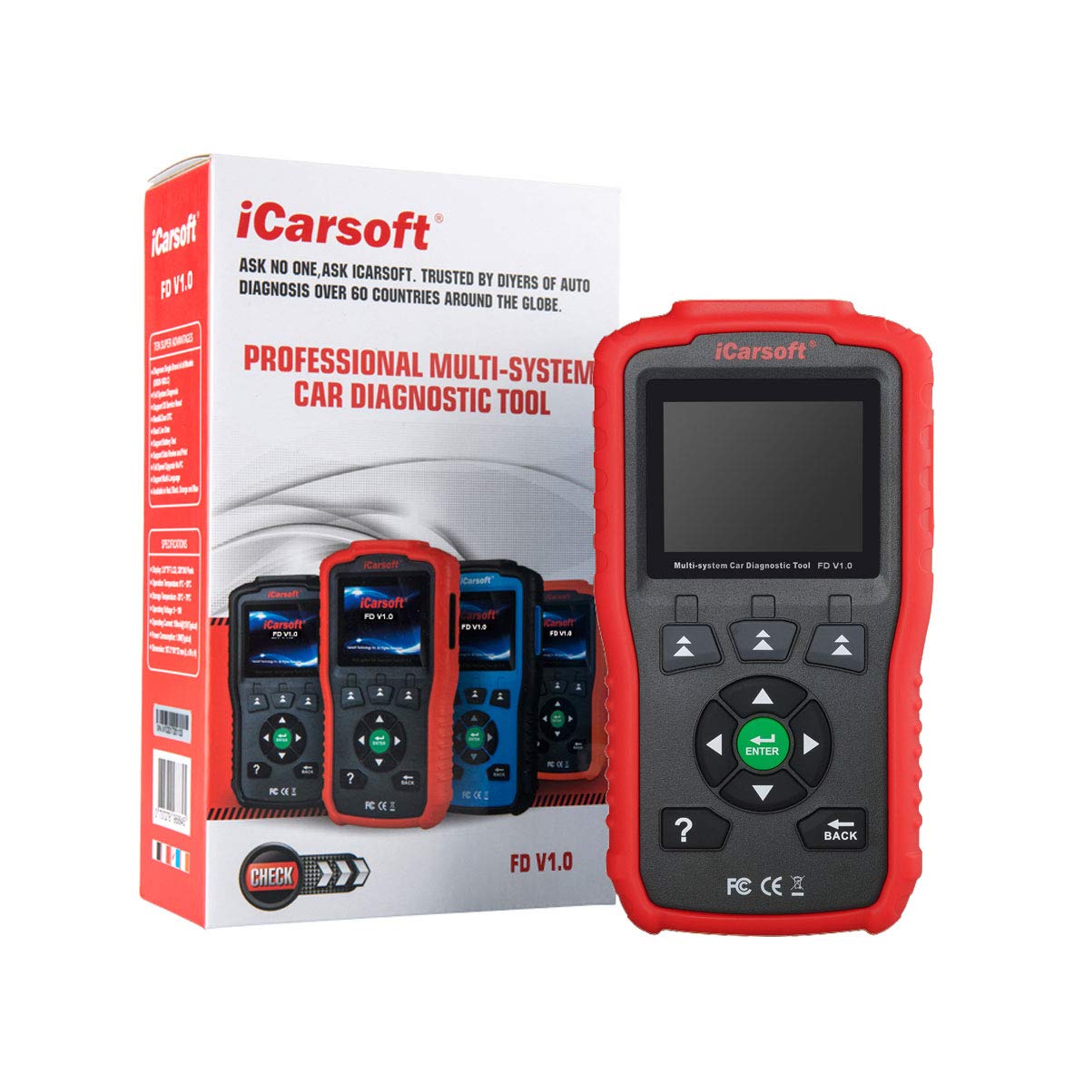 Auto Diagnostic Scanner iCarsoft FD V1.0 for Ford/Holden, ABS, SRS, Oil Service Reset ect (Red)