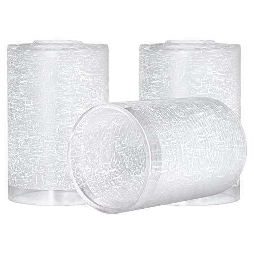 GoldSwift 3 Pack White Linen Glass Lamp Shade Replacement Globe & Covers for Light Fixtures, 6" Tall, 4" Diameter, 1-5/8 inch Fitter, Cylinder Glass Shade for Chandelier Pendant Wall Sconces