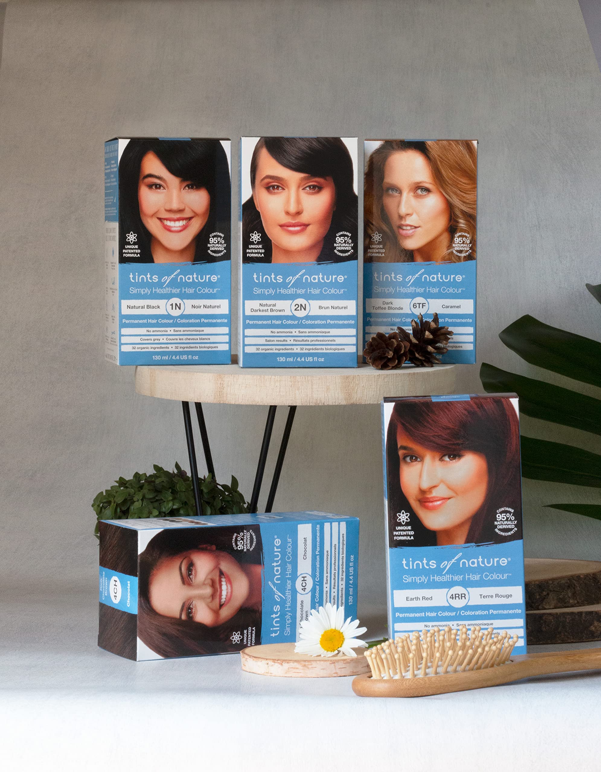 Tints of Nature 4C Medium Ash Brown Permanent Hair Dye, Nourishes Hair and Covers Greys, Ammonia-Free, 130ml