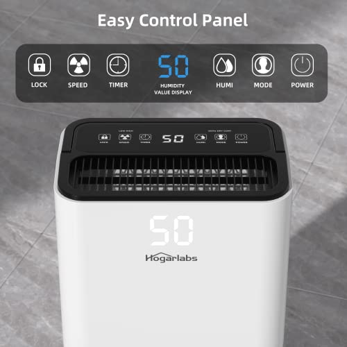 HOGARLABS 3500 Sq. Ft 50 Pint Energy Star Dehumidifier for Home Basements Bedroom Bathroom | Dehumidifiers with Drain Hose for Medium to Large Room | Intelligent Humidity Control | Quiet & Energy Efficient
