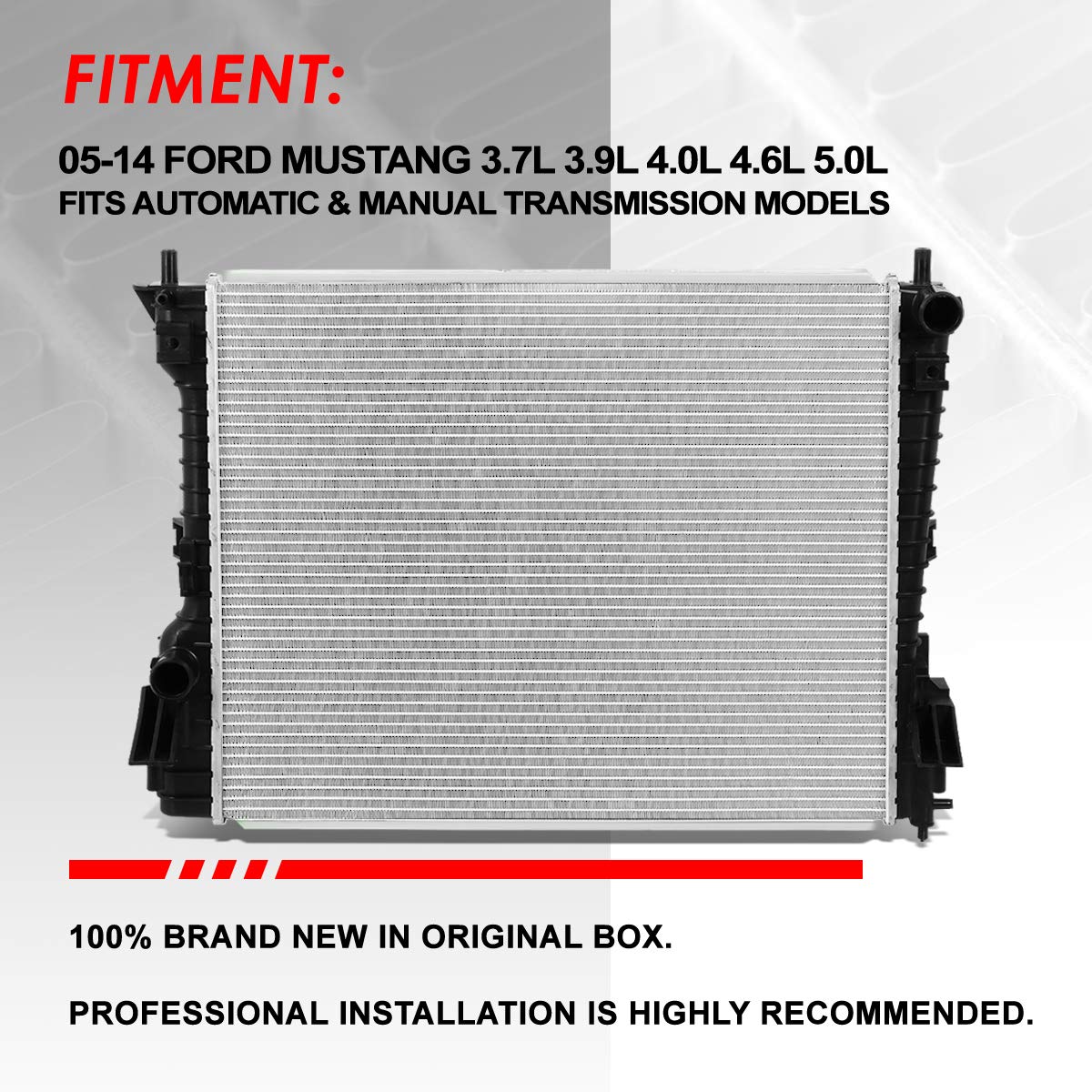 Auto Dynasty DPI 2789 Factory Style 1-Row Cooling Radiator, Compatible with Ford Mustang 3.7L 3.9L 4.0L 4.6L 5.0L AT MT 05-14, Aluminum Core