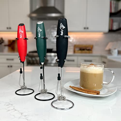 Righwa Milk Frother & Egg Beater - 2-in-1 Handheld Frother for Coffee & Egg Whisker - Battery-Operated Frother with Stand - Auto Shutoff, Powerful Motor - Kitchen Tools & Coffee Station Accessories