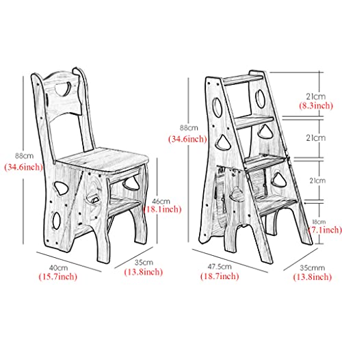 BINGDONGA 2 in 1 Folding Ladder Chair Portable Multifunctional Step Stool Stool Dual Purpose Stepladders Seat for Kitchen/Pantry/Closets and Home Ladder