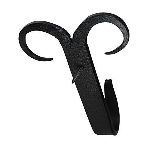 Renovators Supply Bathroom Hooks 5.5 in. Black Wrought Iron Wall Mount Hooks for Hanging Robe, Towel, Hat, or Jewellery with Mounting Hardware