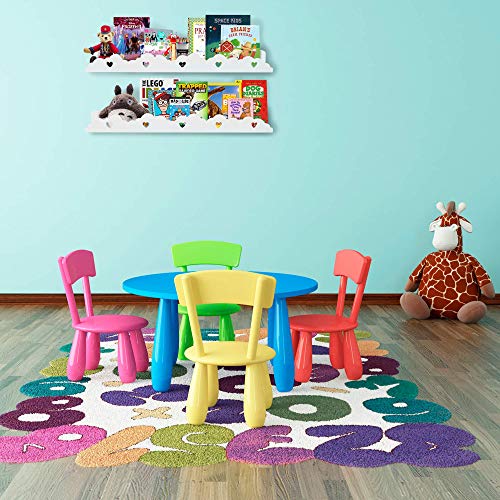 URBN White Two Shelf Set Wall Mounted Floating Shelves 22 inch, Book Storage Ledge Organizer Home Decor Display for Nursery or Kids Room