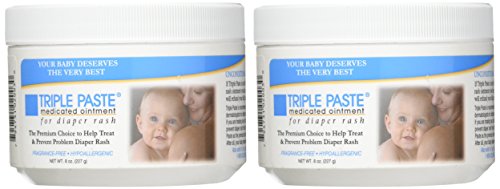 Triple Paste Diaper Rash Cream, Hypoallergenic Medicated Ointment for Babies, 8 oz (Pack of 2)