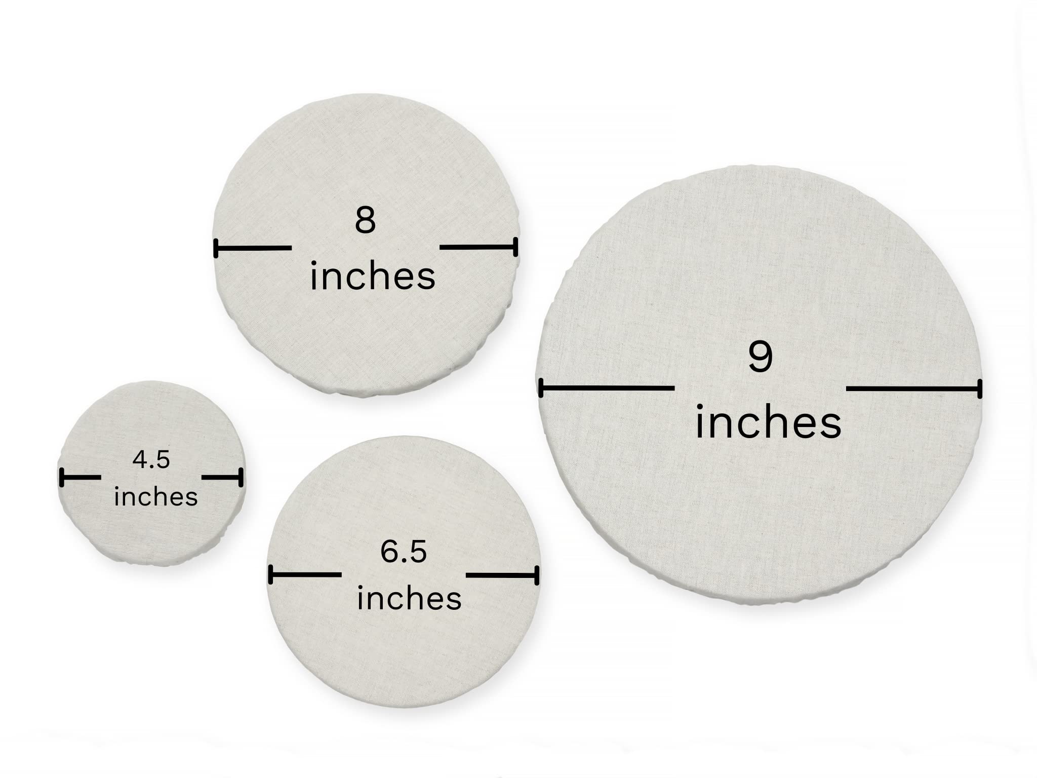 Reusable Fabric Bowl Covers for Bread Proofing - 4 Pieces, Washable and All-Natural 100% Cotton Cloth Bowl Covers for Bread Rising - Elastic Closure Fits Multiple Bowl Sizes (Off-White)