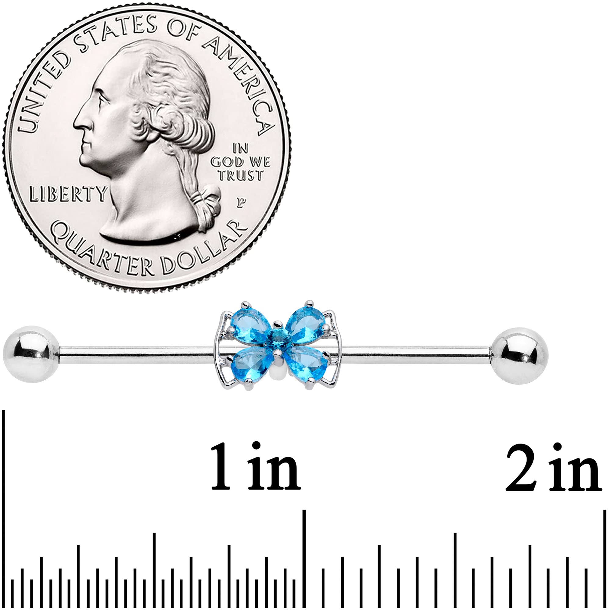 Body Candy Womens 14G Stainless Steel Helix Cartilage Earring Pink Accent Bow Industrial Barbell 1 1/2"