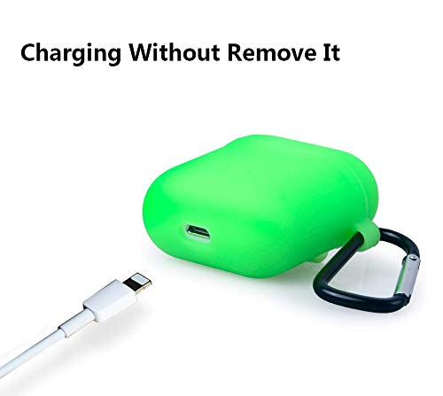 GUH Green AirPods Case Cover, Full Protection, Glows in The Dark, Made of Special Safety Silicone.(Green)