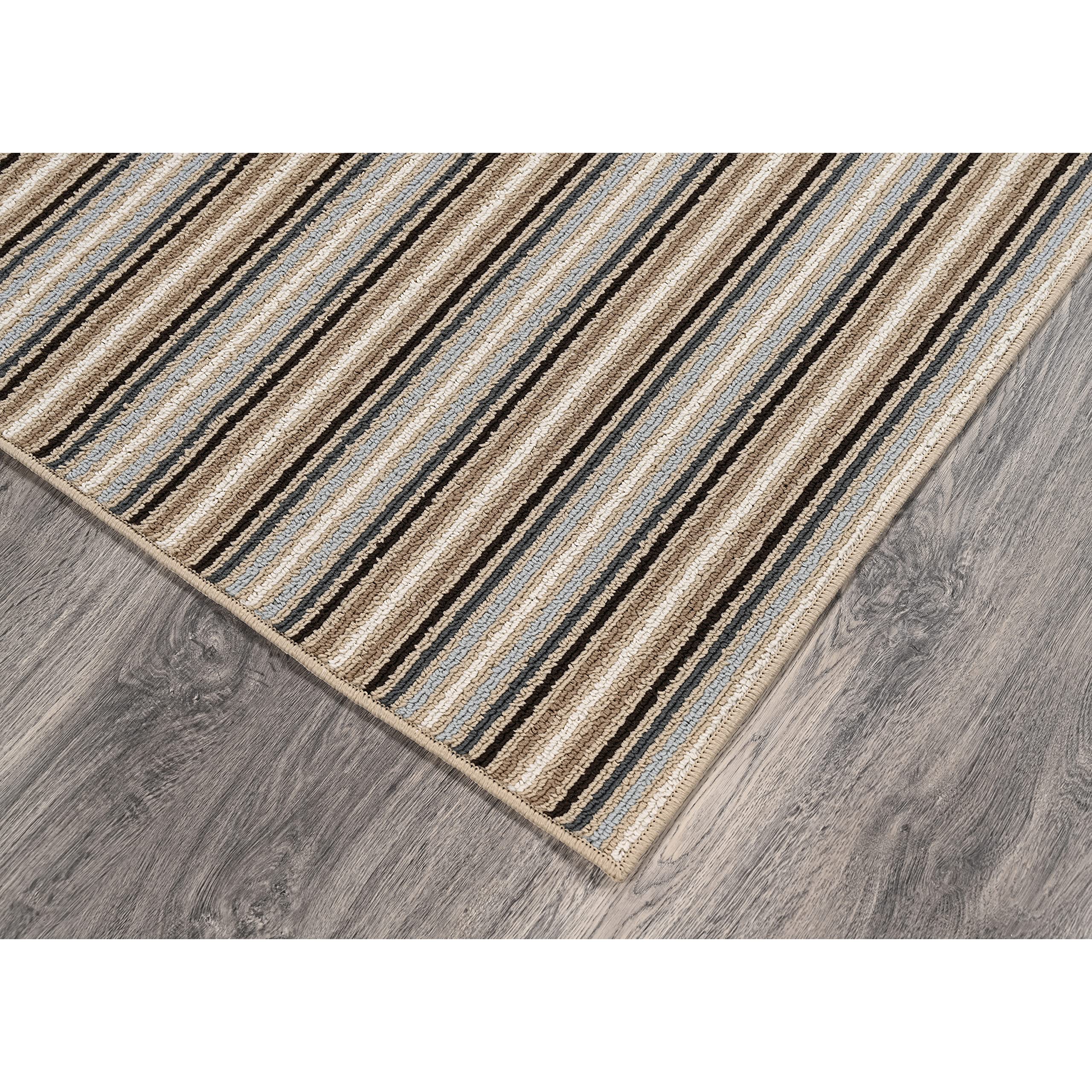 Garland Rug Nantucket Stripe. Area Rug, 3 ft. x 12 ft., Earth Tone