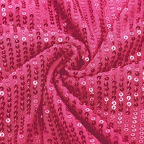 GRACE KARIN Women 3/4 Sleeve Shimmer Sparkle Sequin Party Dresses Rose Red XL