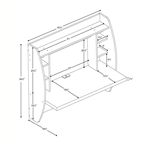 Prepac Wall Mounted Floating Desk with Storage in Black