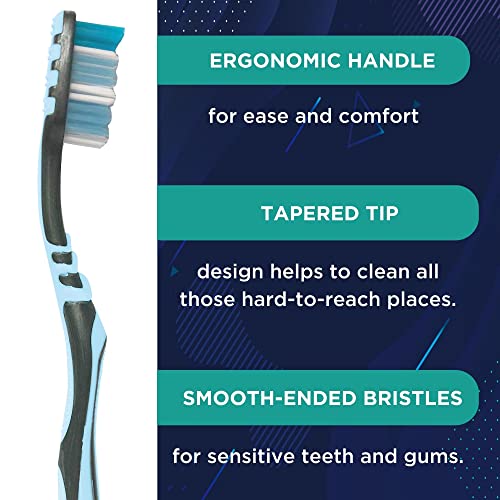 GuruNanda DentalGuru Everyday Soft Toothbrush for Kids & Adults- Designed for Deep Cleaning, Teeth Whitening Travel Toothbrushes with Brush Caps, Multi-Color, 2 Count (Pack of 1)