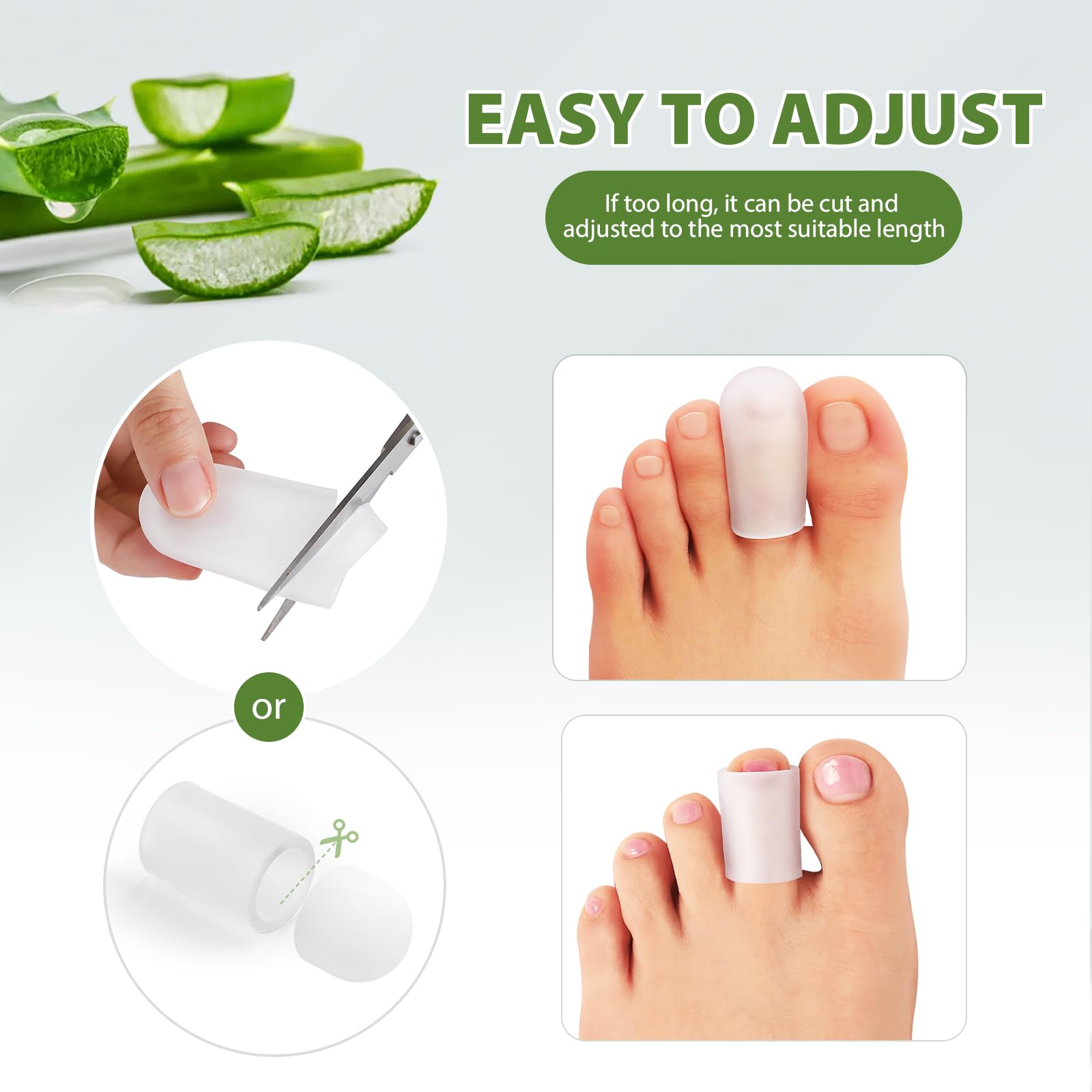 Bukihome Silicone Toe Protectors - 12 Pack Gel Toe Sleeves Toe Protectors - Toe Caps with Aloe Vera Essential Oils - Toe Cushions for Pain Relief, Toe Protection for Corns, Calluses (8L + 4S)