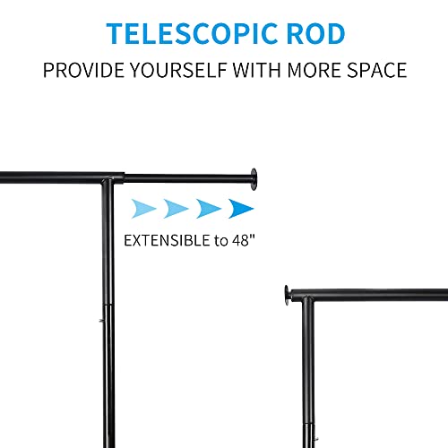Fishat Standard Rod Simple Rolling Clothing Garment Rack for Hanging Clothes, Metal Clothes Organizer with Lockable Wheels for Dorm Bedroom Home Balcony (Black)